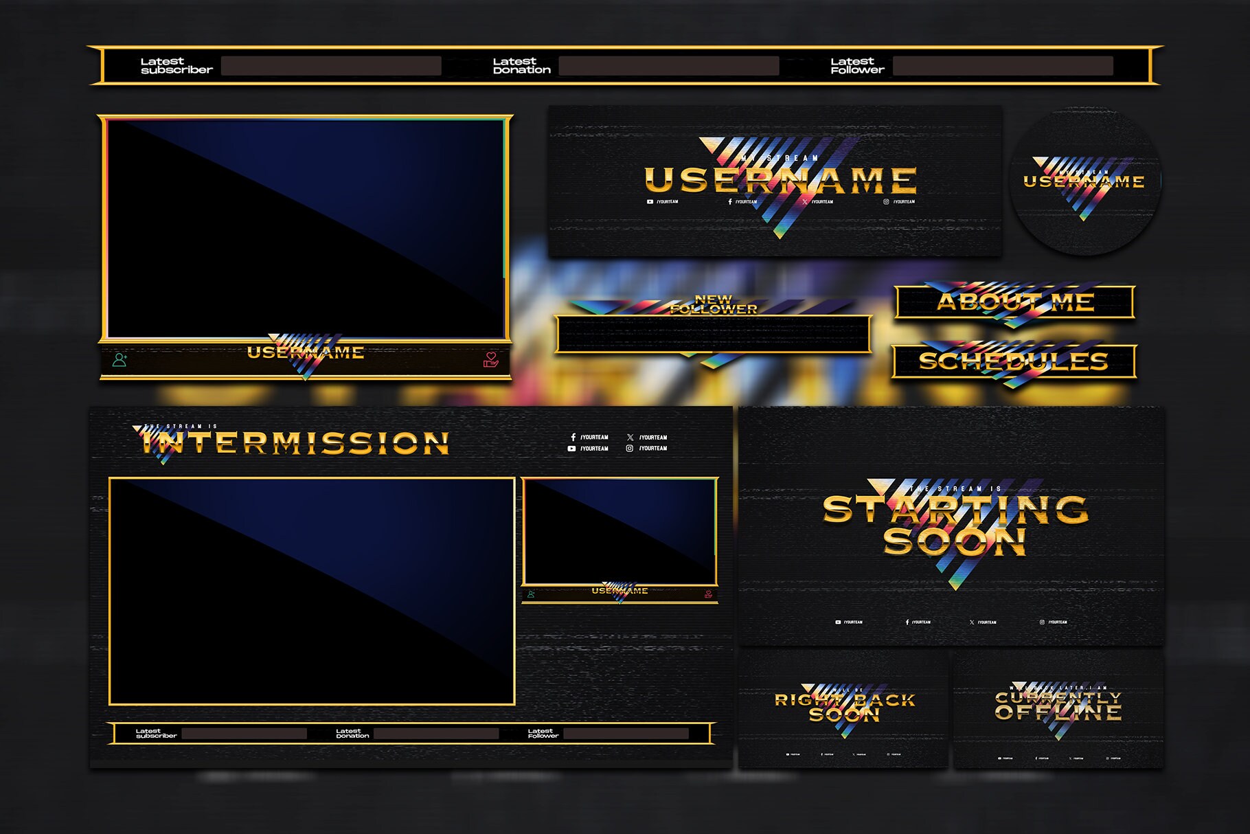 Retro Television Gold Stream Overlay for Youtube/aesthetic/kicks/twitch ...