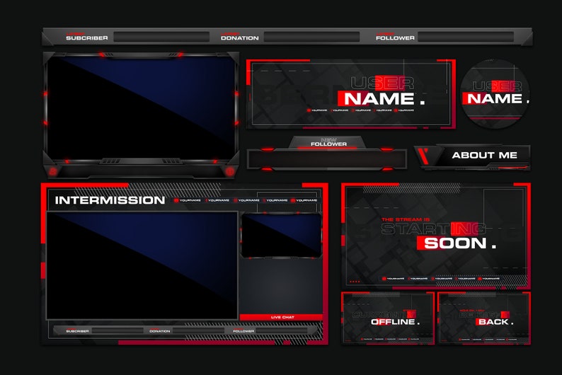 Red Digital Stream Overlay for Youtube/aesthetic/red/theme/transition ...