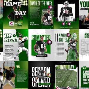 74 Green Sports Canva Social Media Templates - Gameday, Schedule (PDF ...