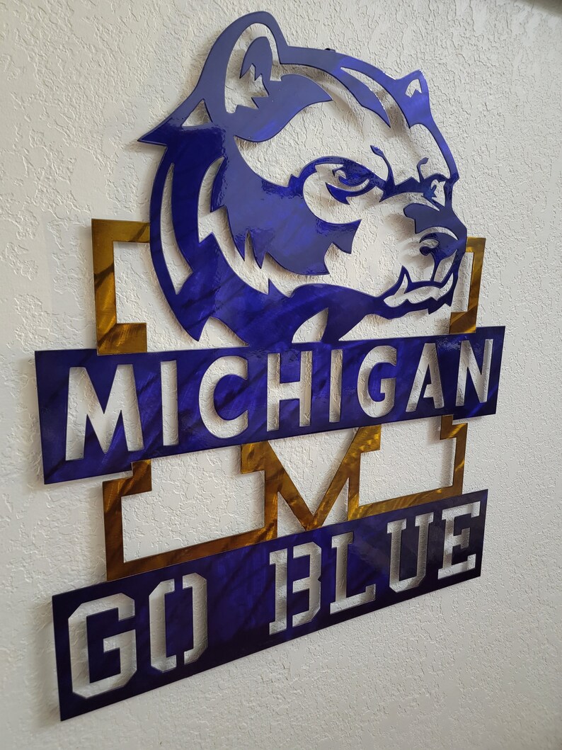 Michigan Go Blue Football Sign With Led Lights - Etsy