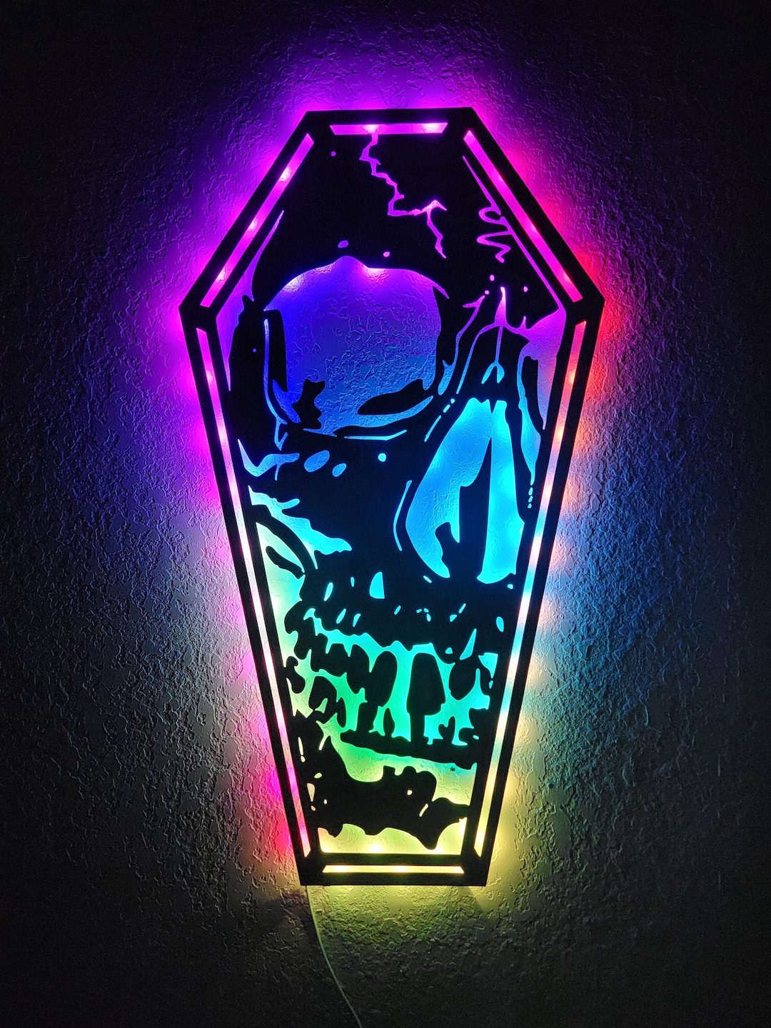 Skull Coffin With Led Lights - Etsy