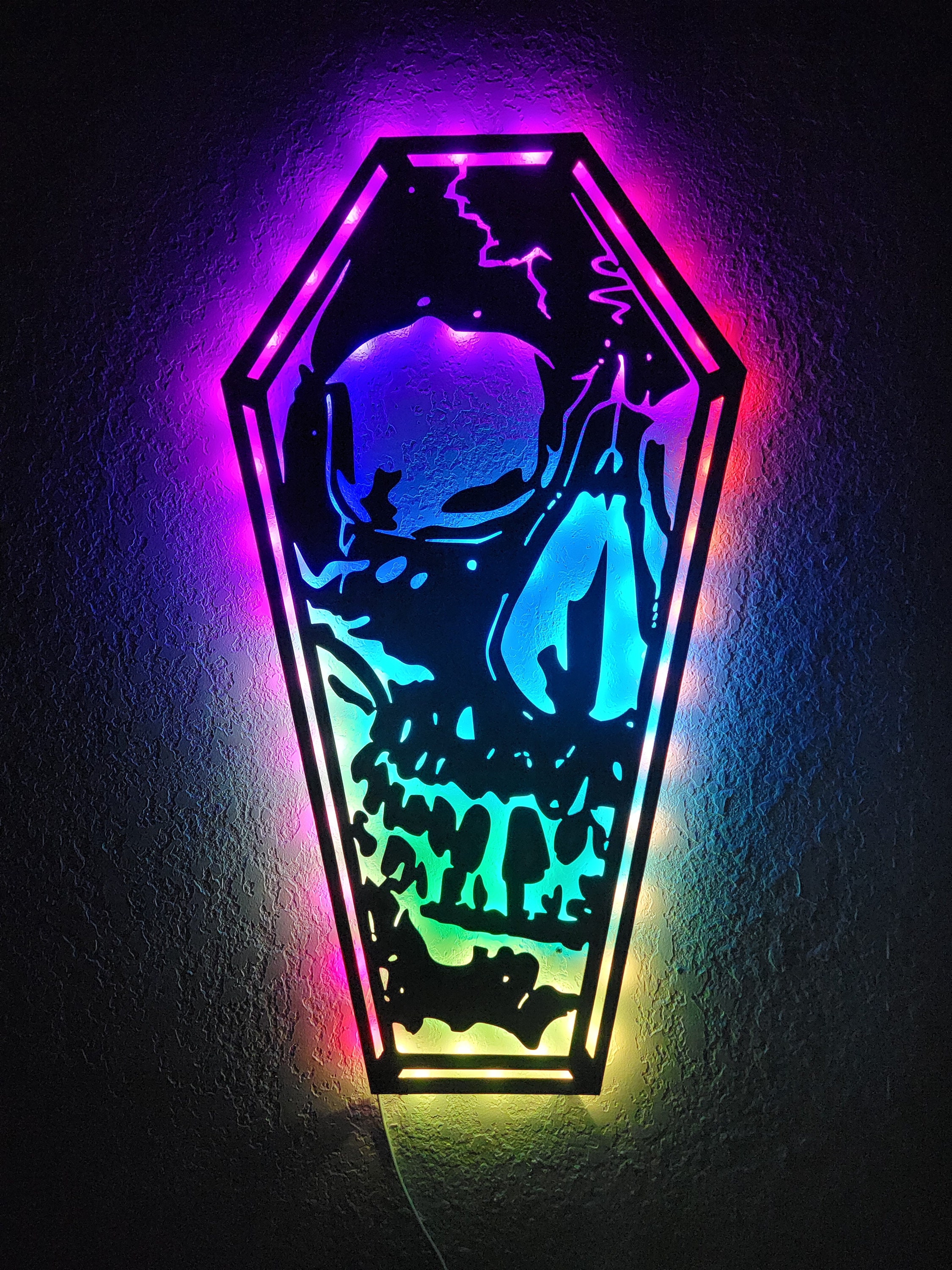 Skull Coffin With Led Lights - Etsy