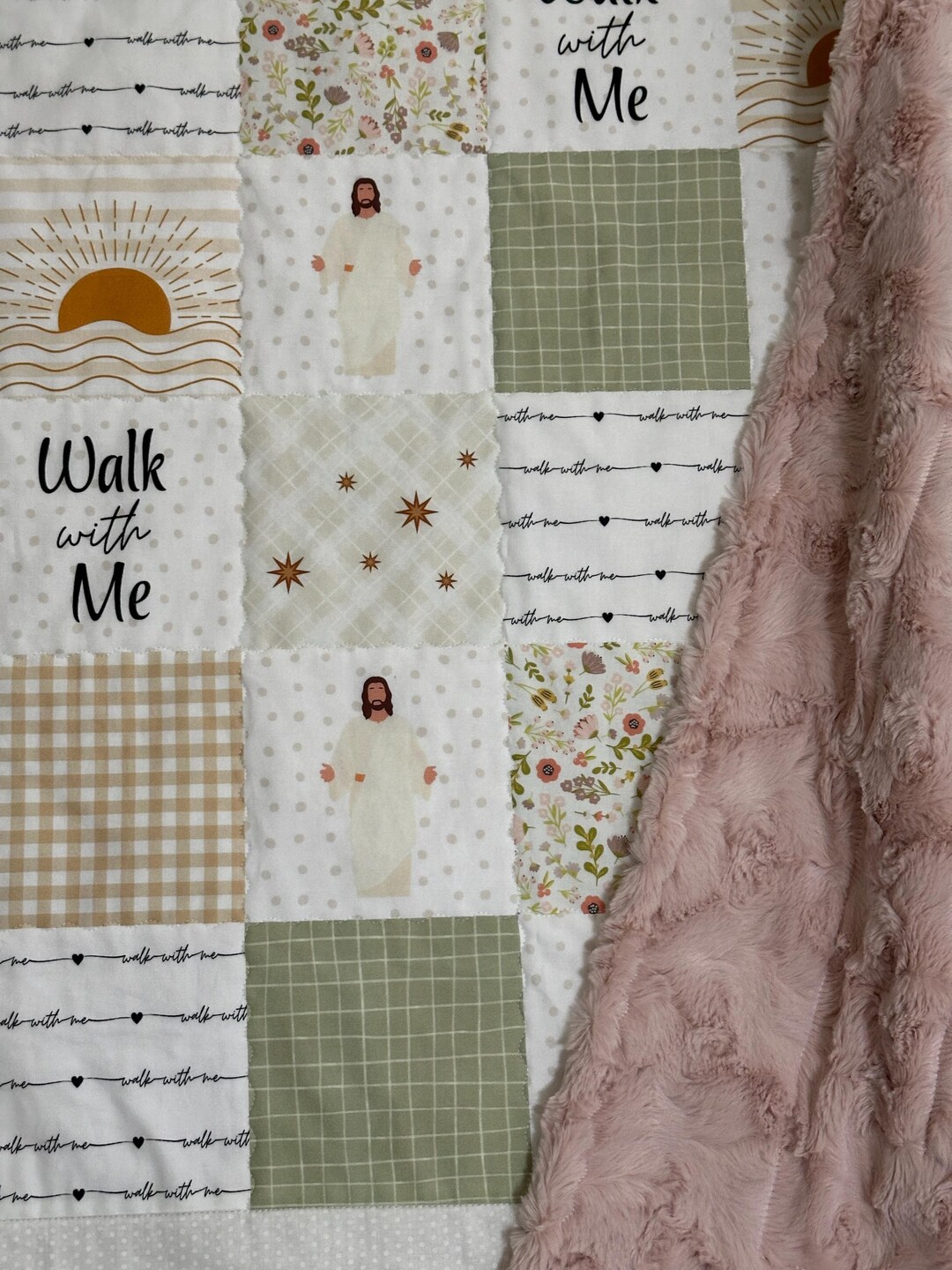 Walk With Me Christian Quilt – Jesus Patchwork Blanket, Faith Based ...