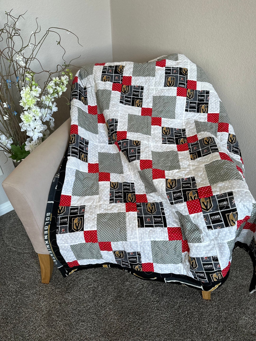 Polka Dot NHL Las Vegas Golden Knights VGK Throw/ Lap Quilt for Youth ...