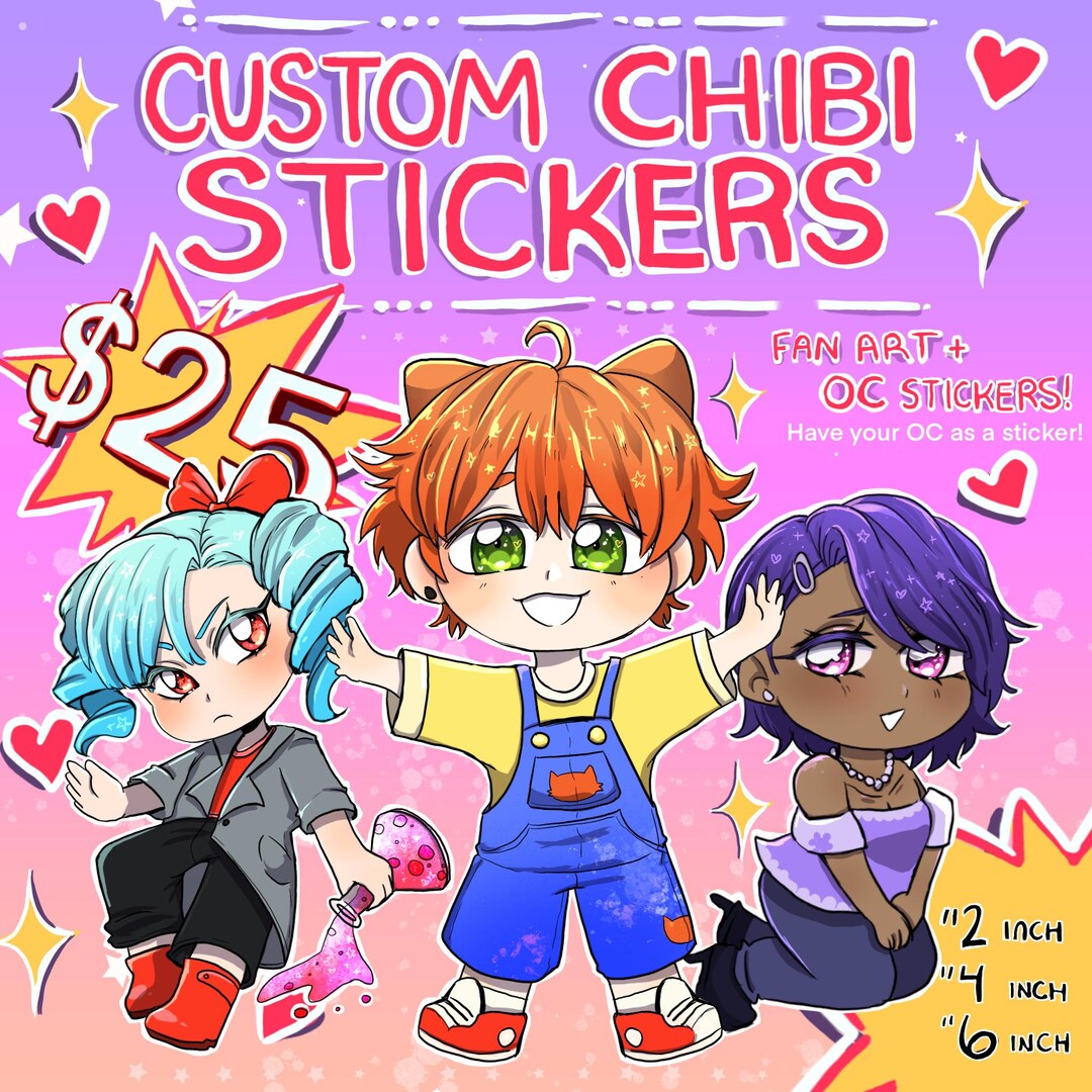 Custom Chibi Anime Stickers | Personalized OC Stickers | Cute Kawaii ...