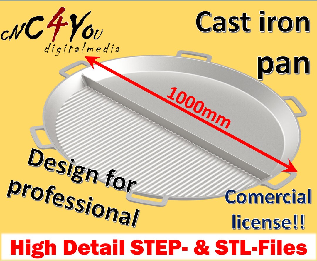 Detailed 3D Model (STL & STP / Step) of a Large Cast Pan - Etsy UK