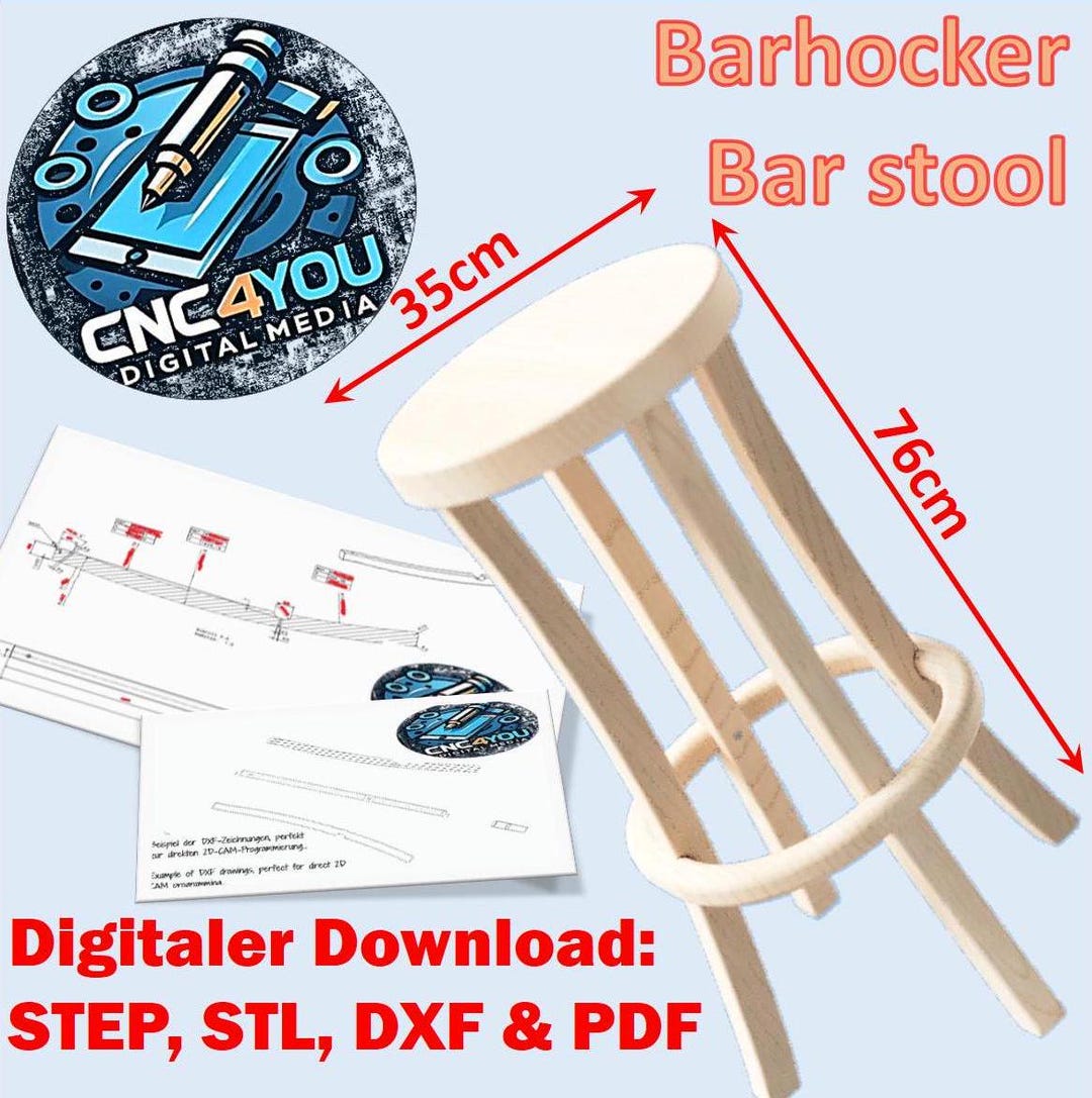 Bar Stool, 3D Design & 2D Drawing Data as Production Template ...
