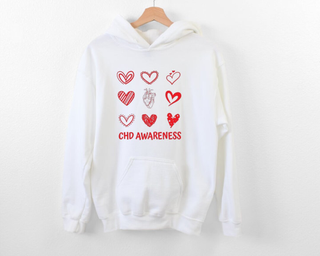 CHD Awareness Hoodie, Heart Disease Month Awareness Hoodie, Heart ...