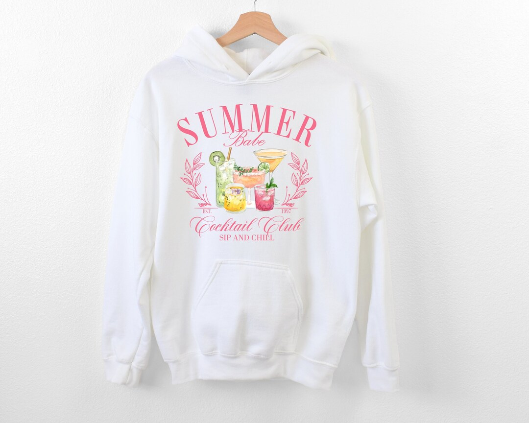 Summer Babe Cocktail Club Hoodie, Girly Beach Hoodie,social Girl Hoodie ...