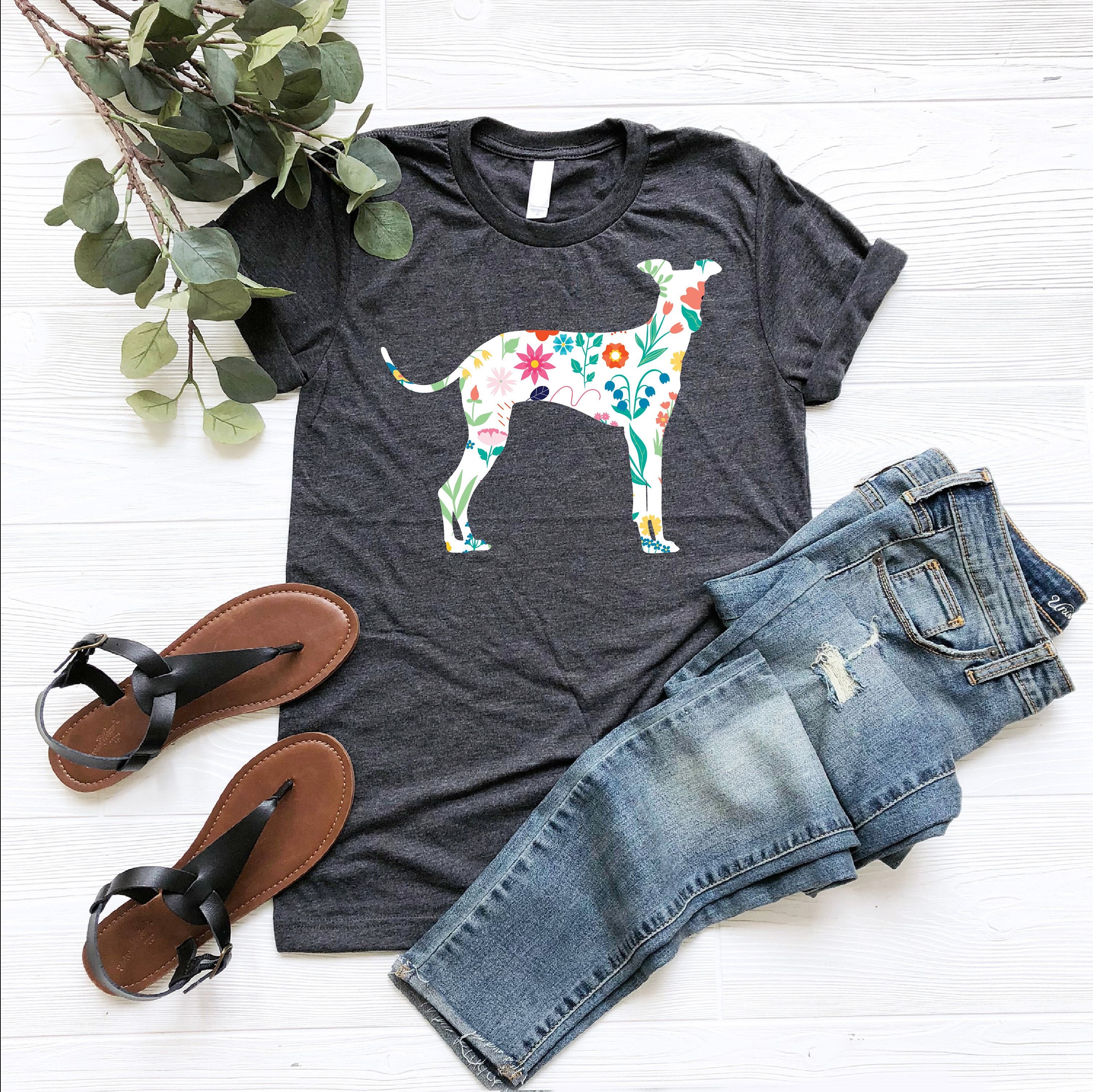 Floral Whippet Shirt, Dog Breeds Shirt, Whippet Mom Tshirt, Dog Lover ...