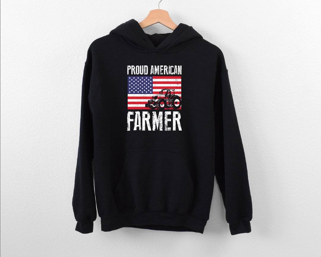 Proud American Farmer Hoodie, Funny Patriotic Harvest Hoodie, American ...