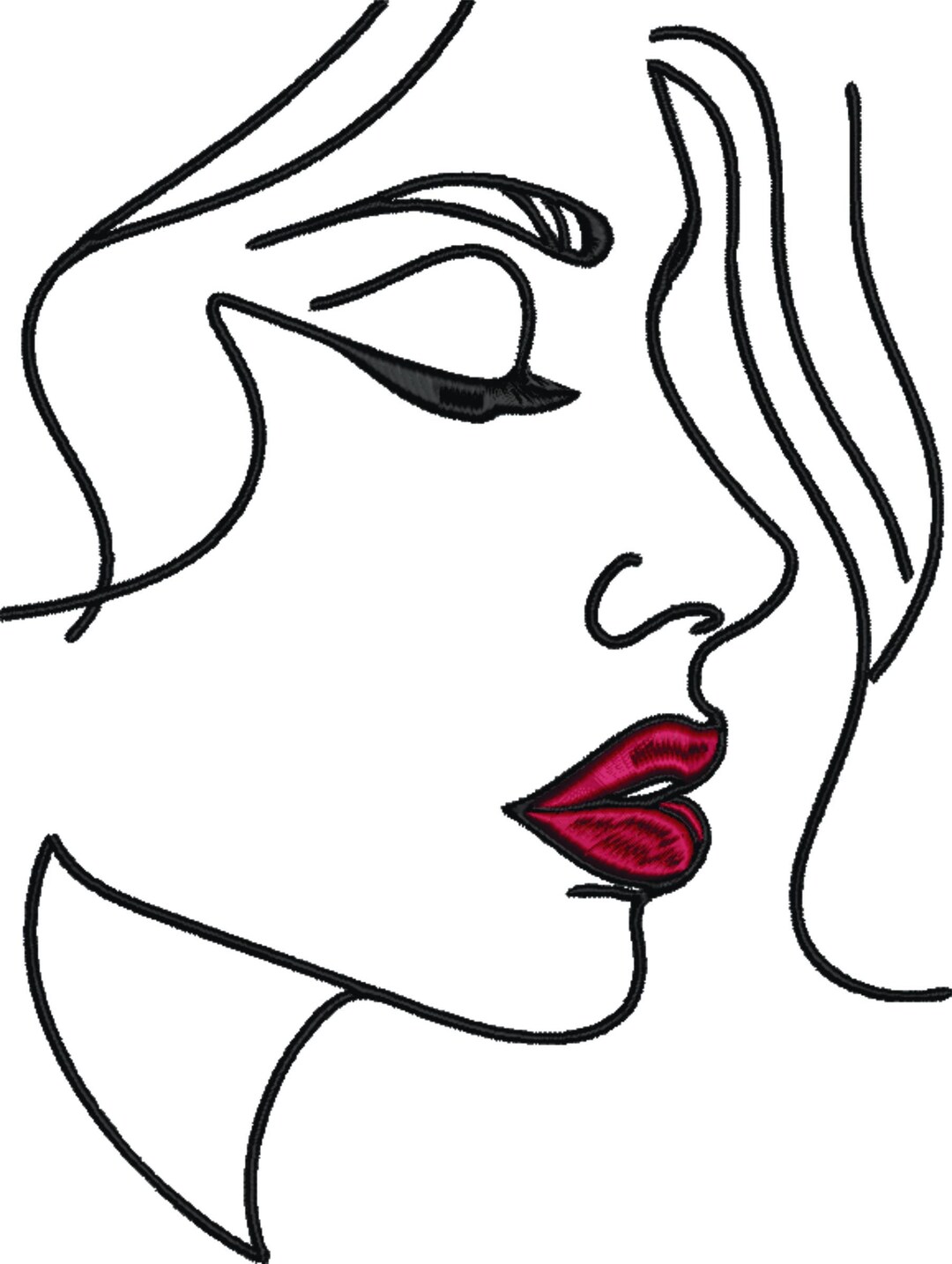 Line Art Woman Silhouette -machine Embroidery Design - Etsy