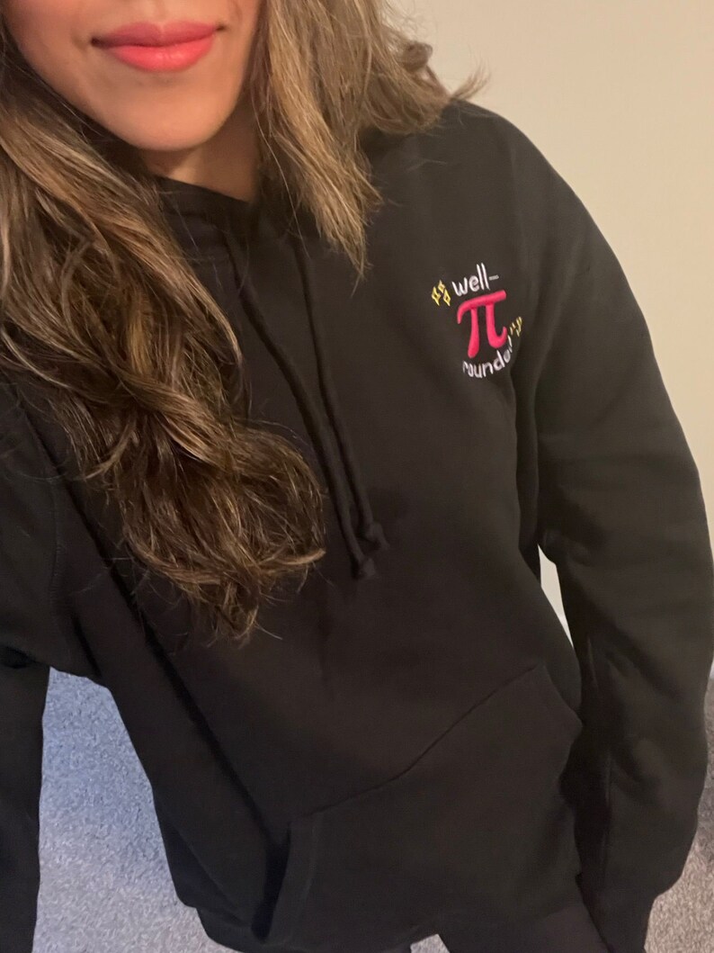 Well-rounded (pi) Unisex Black Embroidered Hoodie | Math Hooded ...