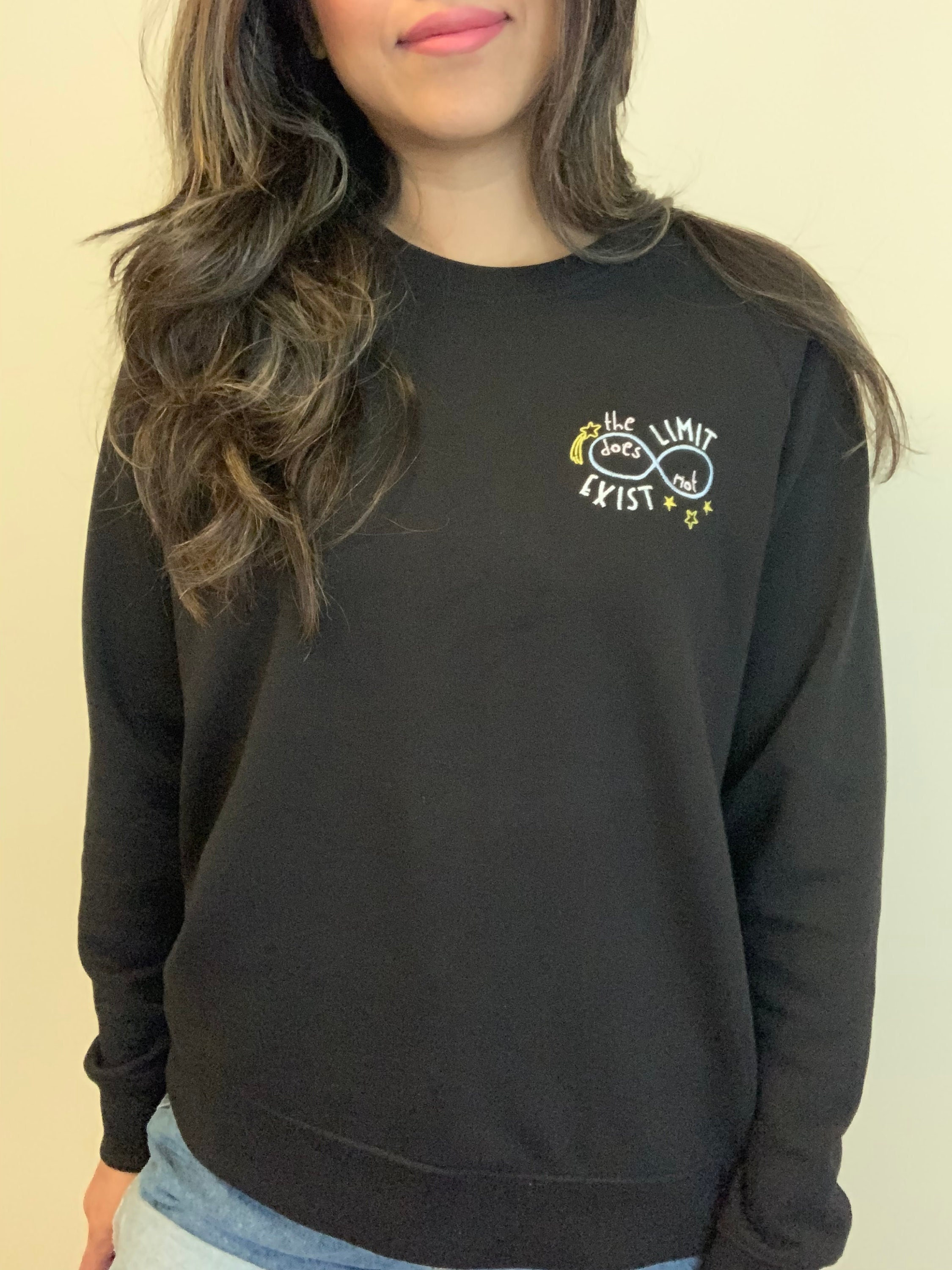 The Limit Does Not Exist Unisex Black Embroidered Sweatshirt | Gift for ...