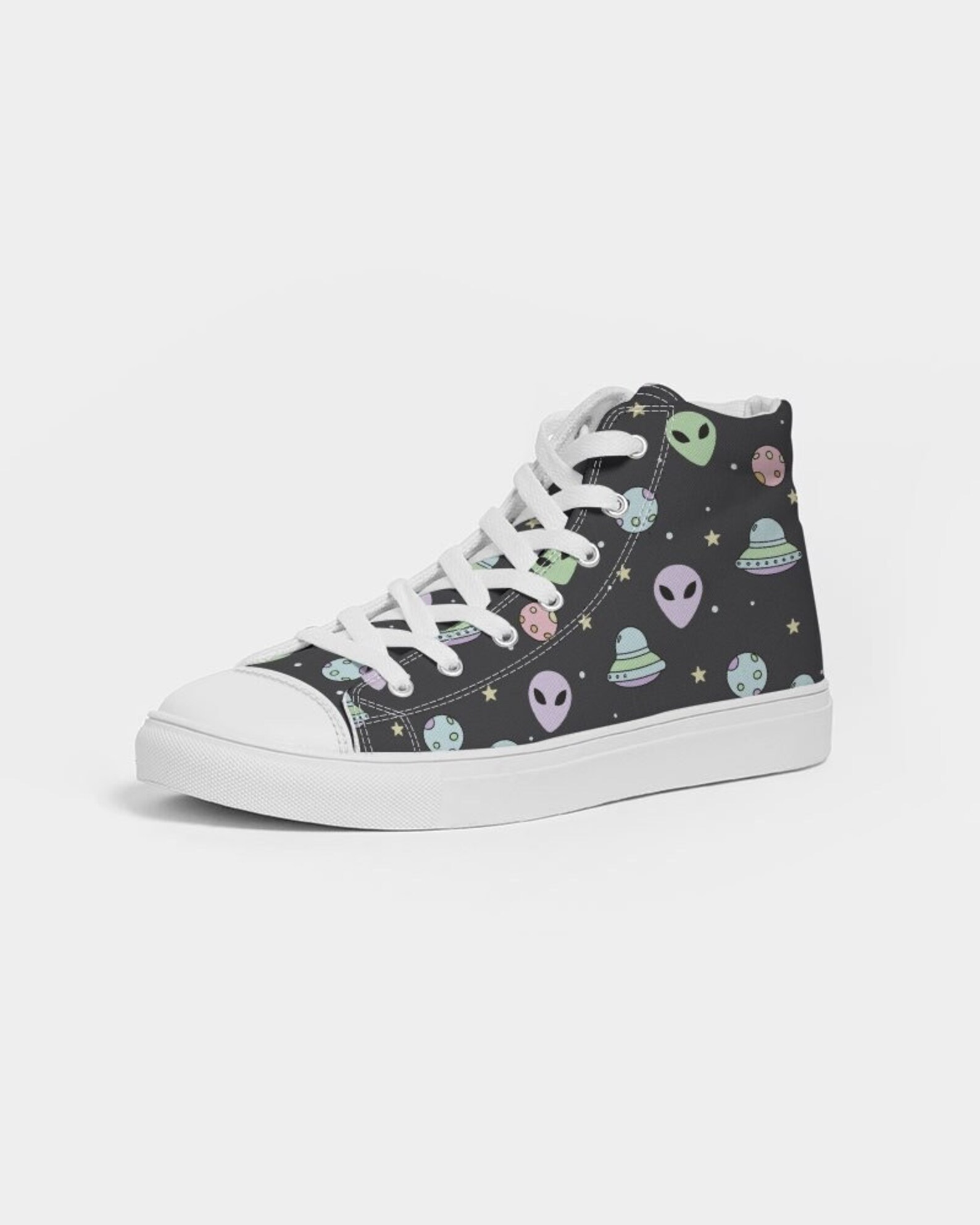 UFO Pattern Women's High-top Shoes | Space Alien Canvas Shoes | Science ...