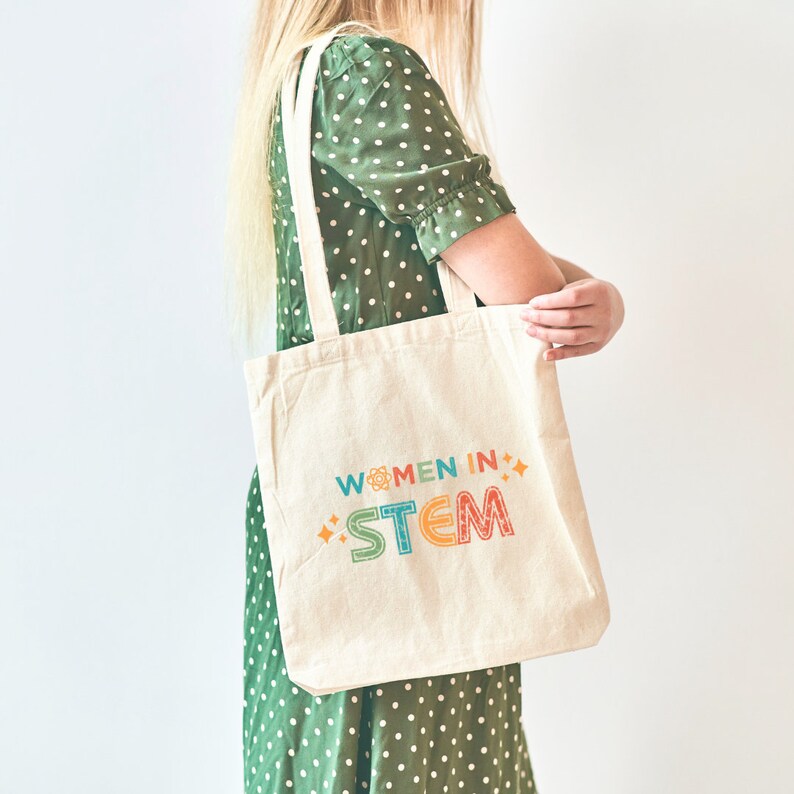 Women in STEM Retro Tote Bag | Vintage 70s Style Canvas Bag | Science ...