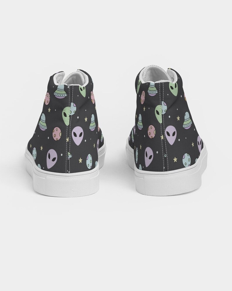 UFO Pattern Women's High-top Shoes | Space Alien Canvas Shoes | Science ...