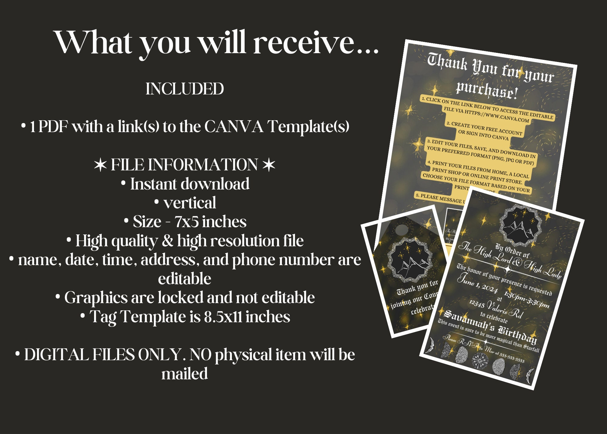 ACOTAR Birthday Personalized Invitation Template Fantasy Birthday ...