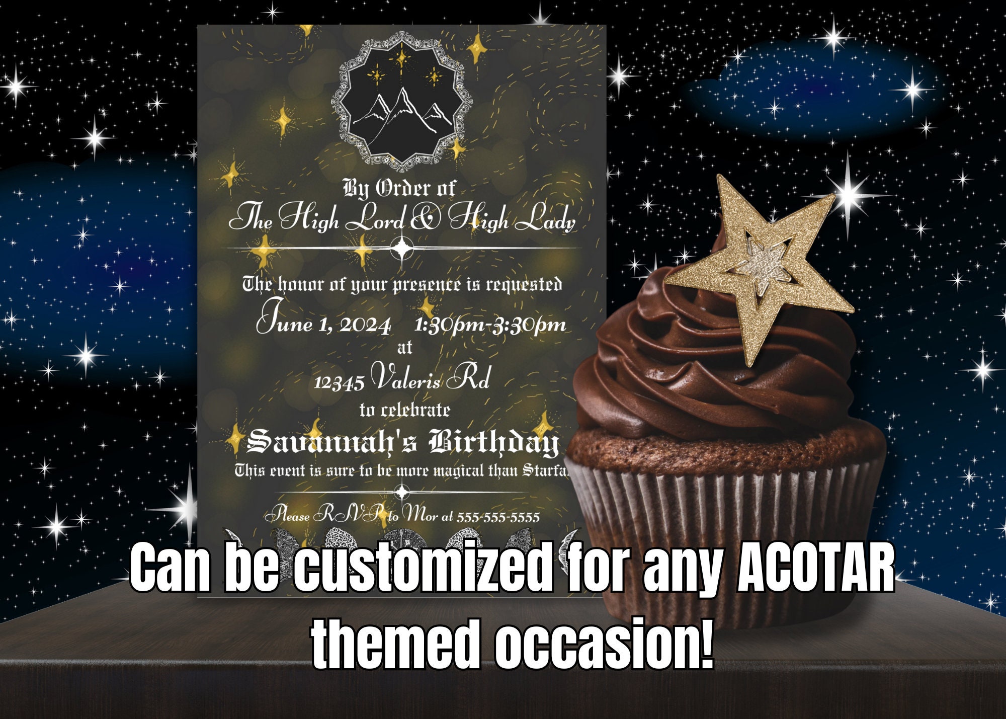ACOTAR Birthday Personalized Invitation Template Fantasy Birthday ...
