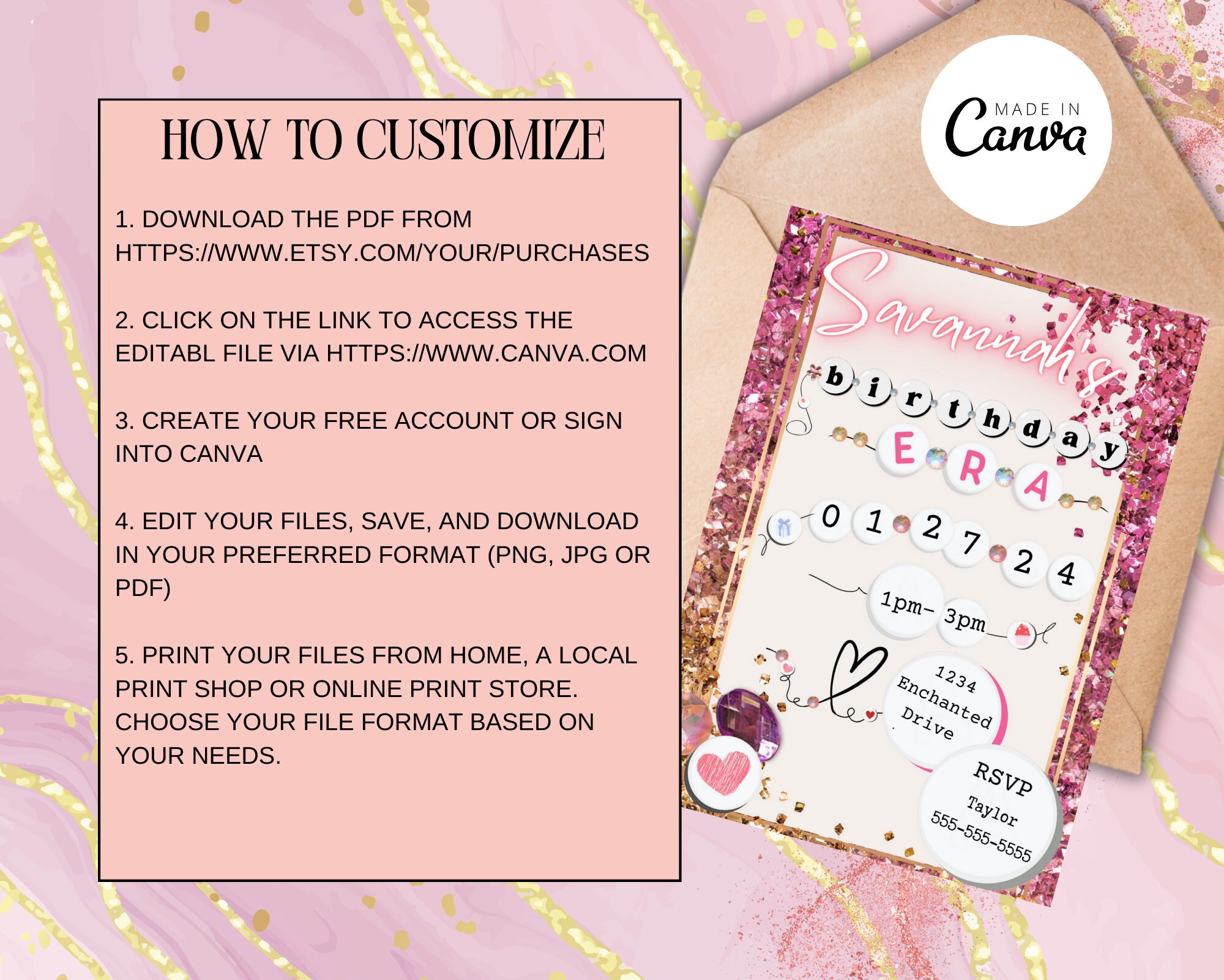 Friendship Bracelet Birthday Invitation Printable Download Customized ...