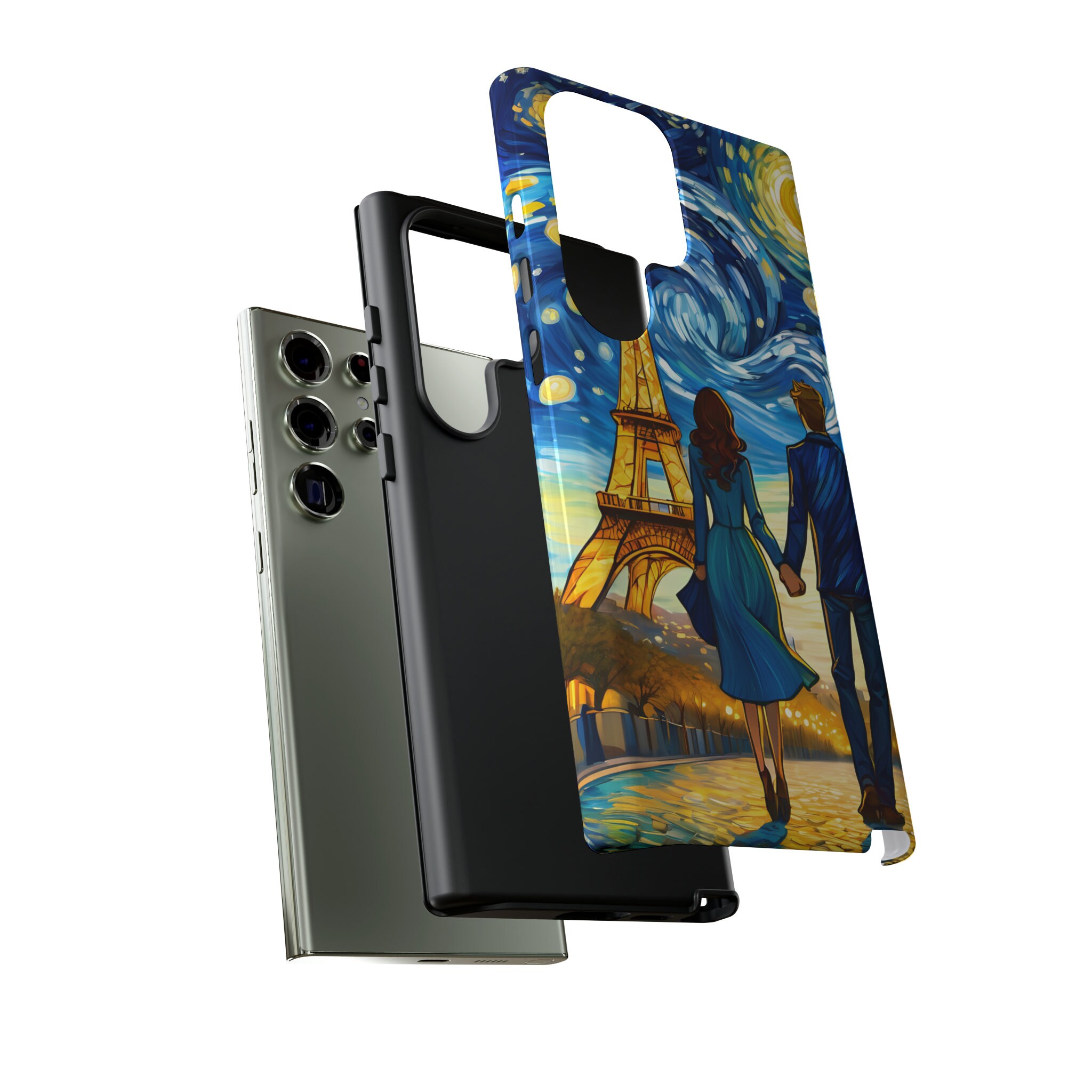 Starry Night in Paris Eiffel Tower Couple Phone Case Van Gogh Inspired ...