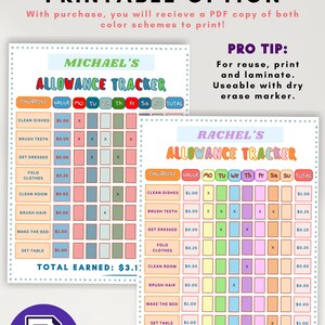 Editable Canva Allowance Tracker for Kids, Printable Allowance Tracker ...