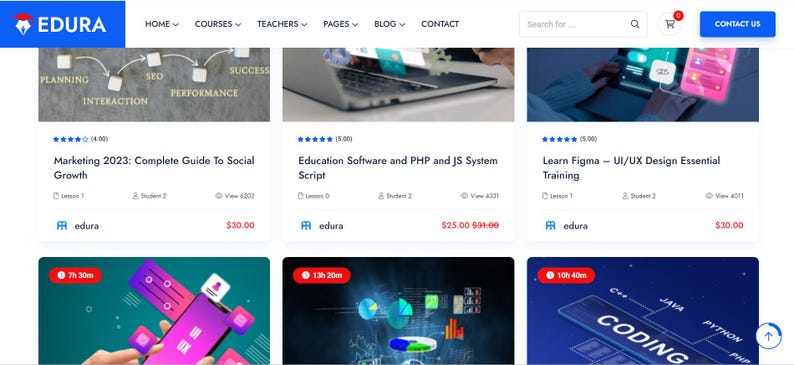 Edura – Online Courses & Education Wordpress Theme - Etsy