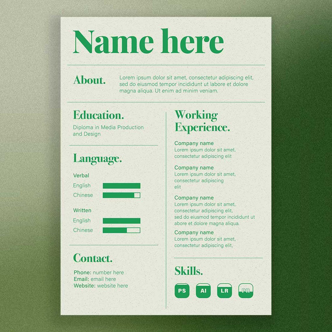 Reume/cv Template Design - Etsy