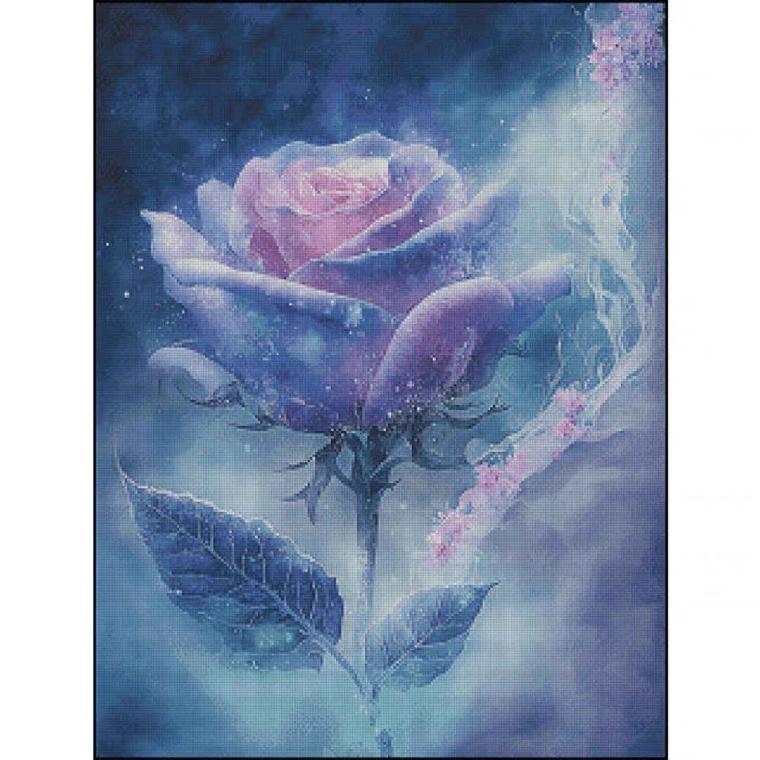 Stamped Cross Stitch DIY Kit, Pre Printed Cross Stitch DIY Kit, Bluish ...