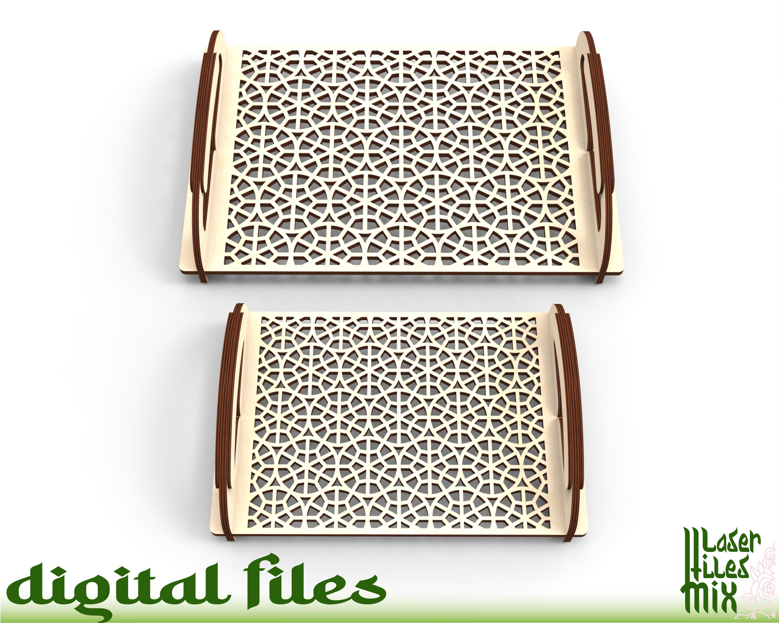 Lasercut File Tray. Breakfast Serving Wooden Tray With Handles. CNC Cut ...