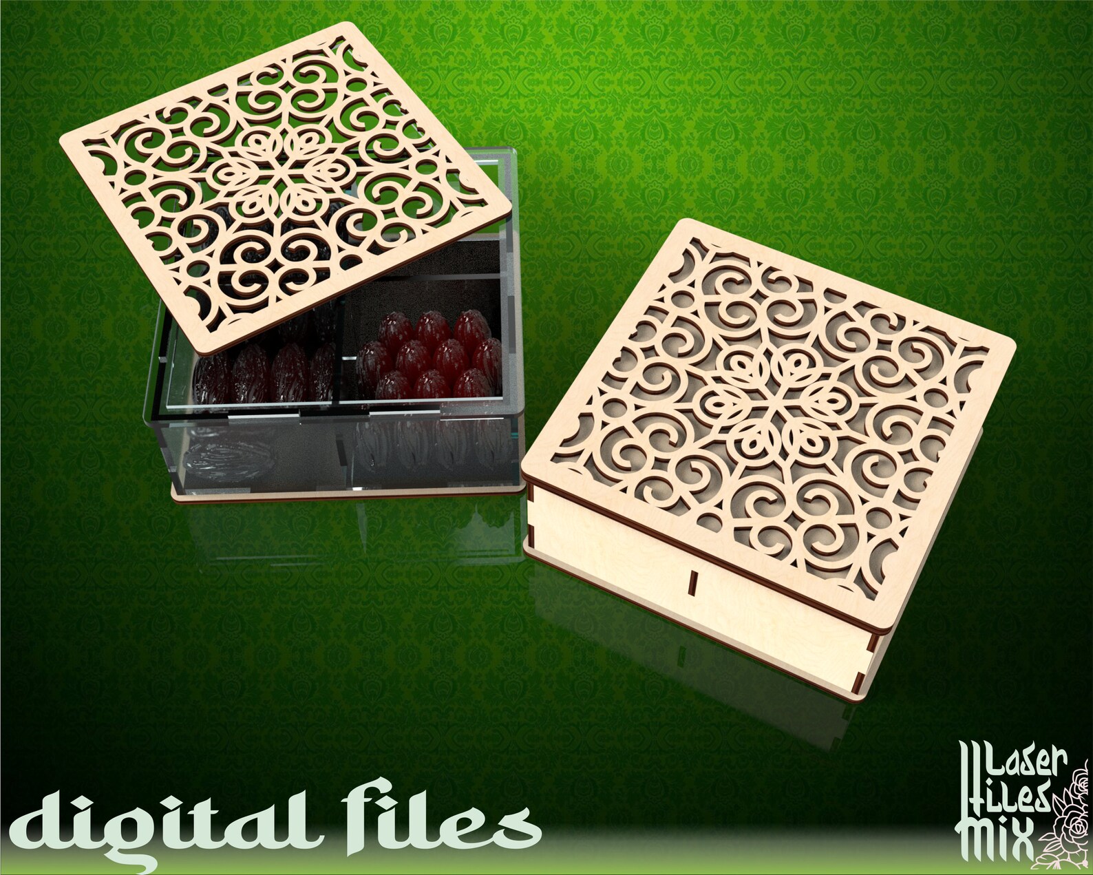 Two Ramadan Gift Boxes Laser Cutting SVG DXF Cnc Laser Design Files ...