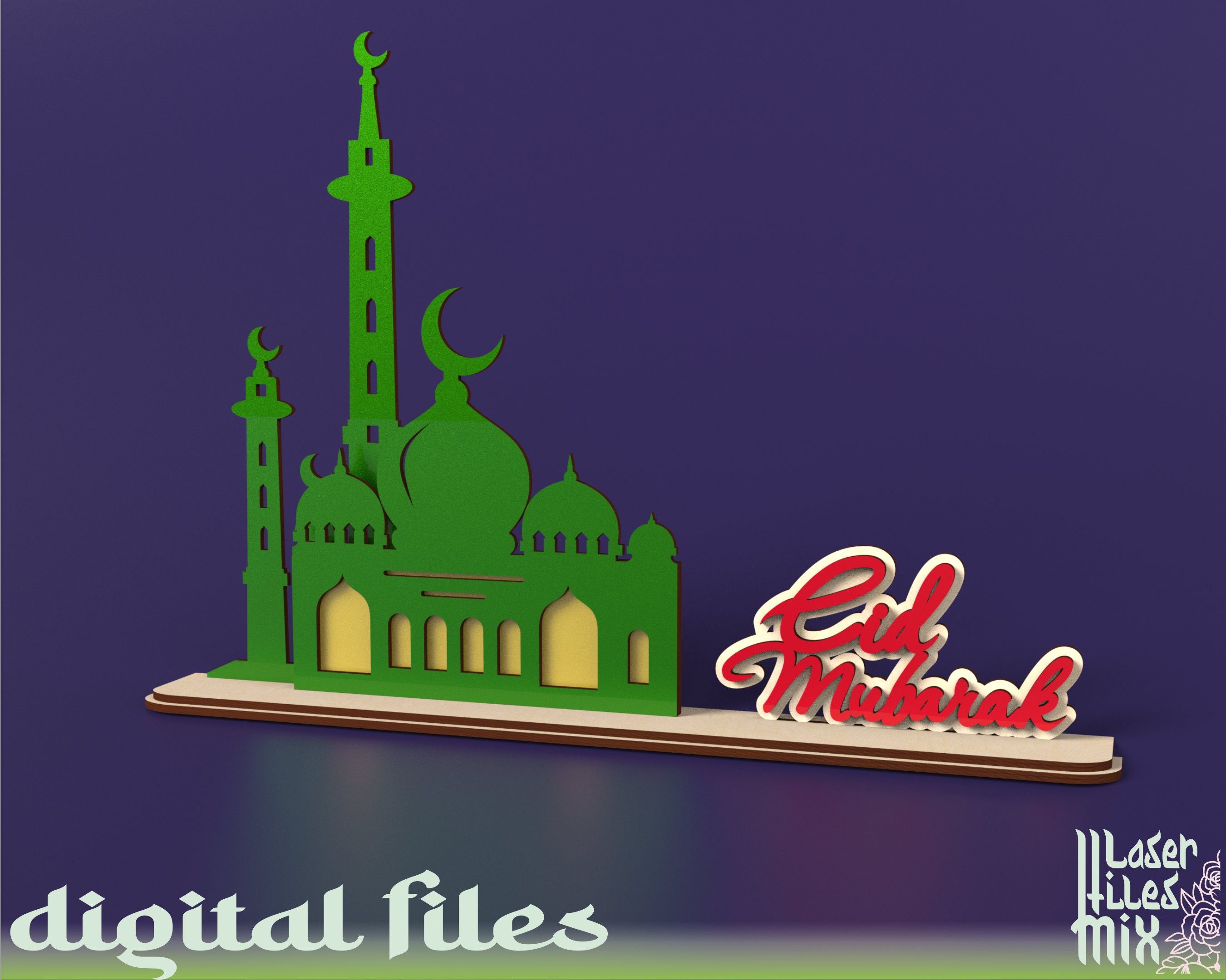 Eid Mubarak Table Sign. Laser Cut SVG DXF Vector Files for - Etsy