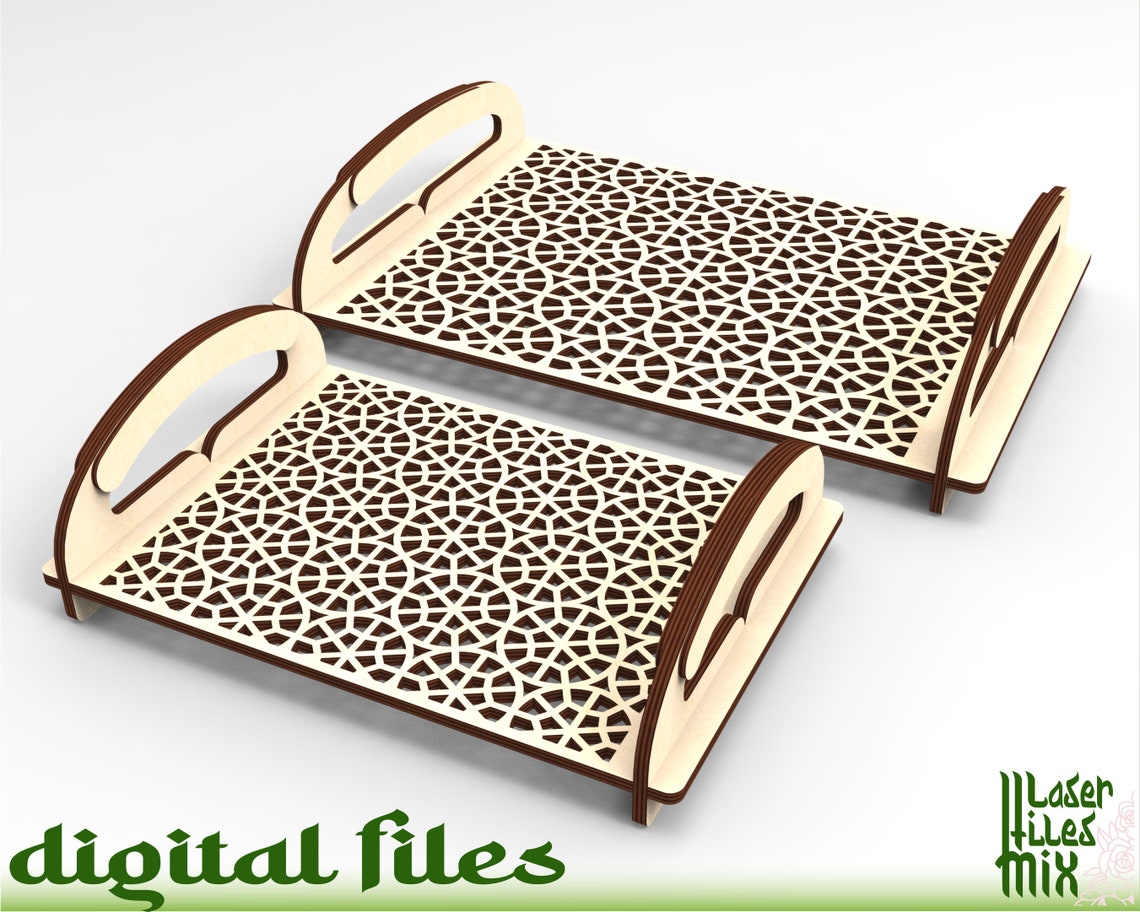 Lasercut File Tray. Breakfast Serving Wooden Tray With Handles. CNC Cut ...
