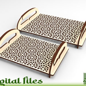 Lasercut File Tray. Breakfast Serving Wooden Tray With Handles. CNC Cut ...