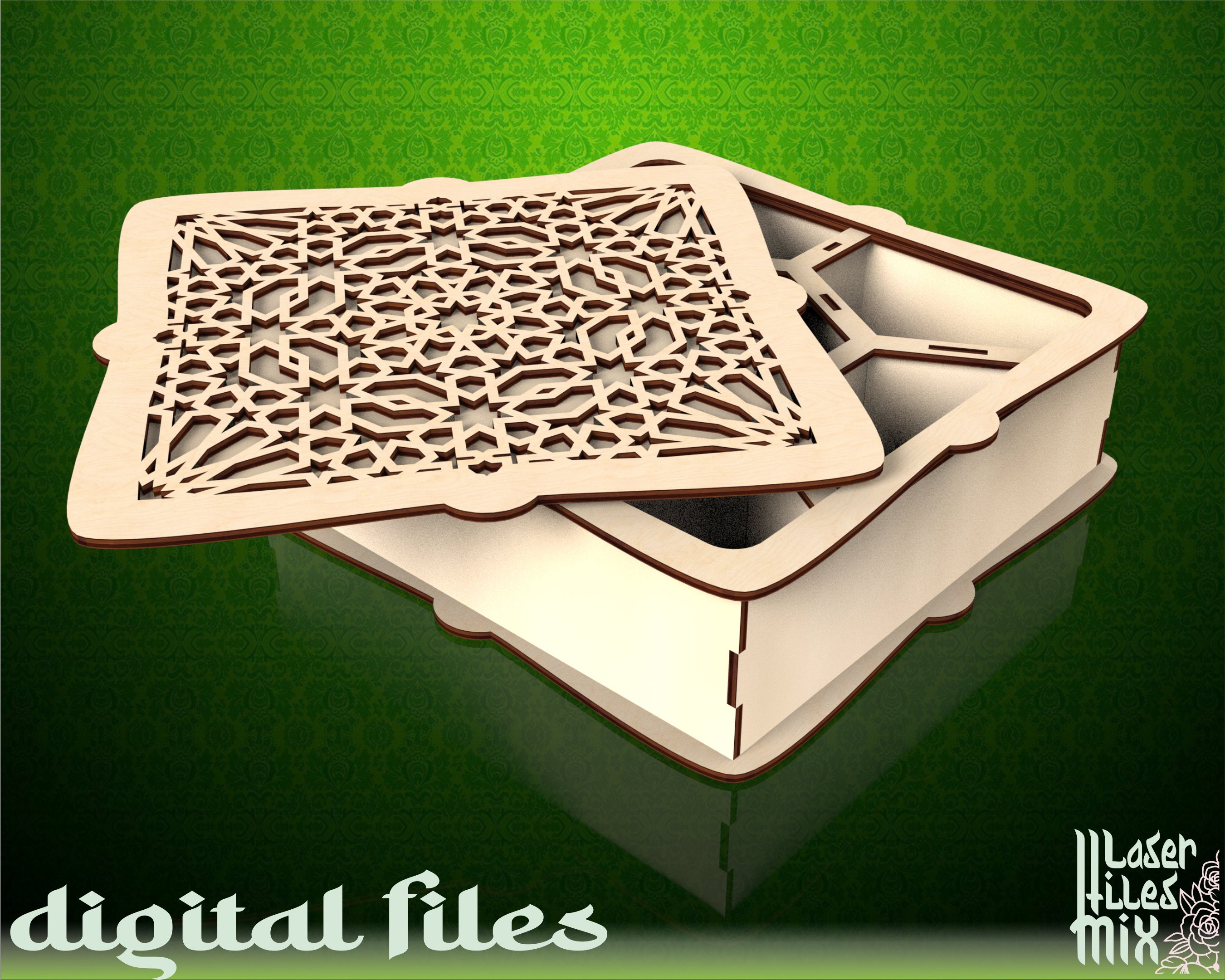 Two Ramadan Gift Boxes Laser Cutting SVG DXF Cnc Laser Design Files ...