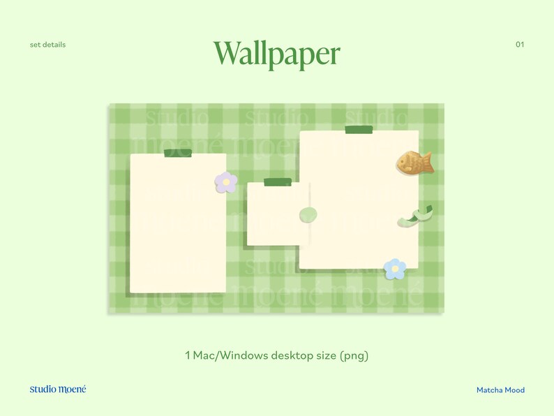 Matcha Mood Desktop Organizer Icon & Wallpaper Set for Macos, Windows ...