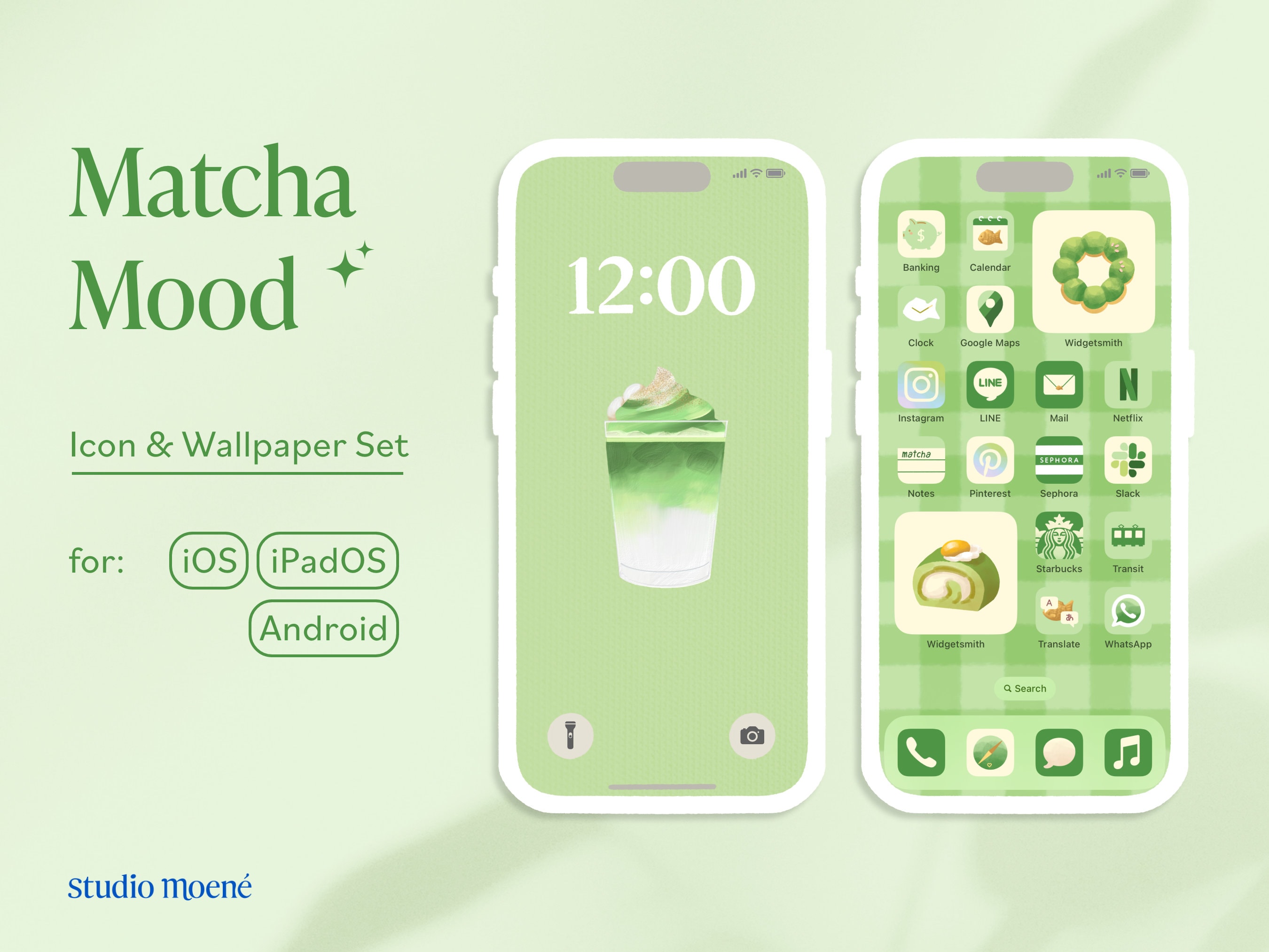 Matcha Mood Icon & Wallpaper Set for Ios, Ipados, Android Phone and ...