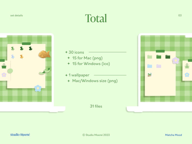 Matcha Mood Desktop Organizer Icon & Wallpaper Set for Macos, Windows ...