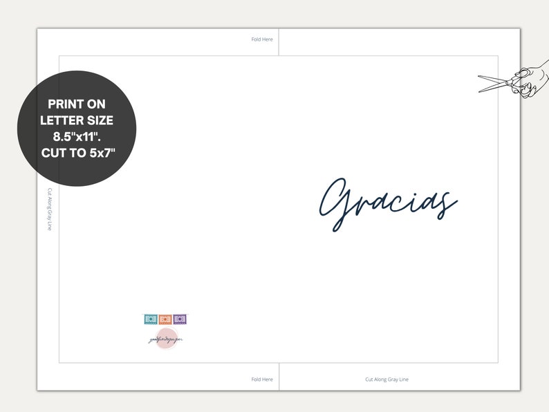 Gracias- Thank You Card - Printable 5x7" - Instant Download - Etsy
