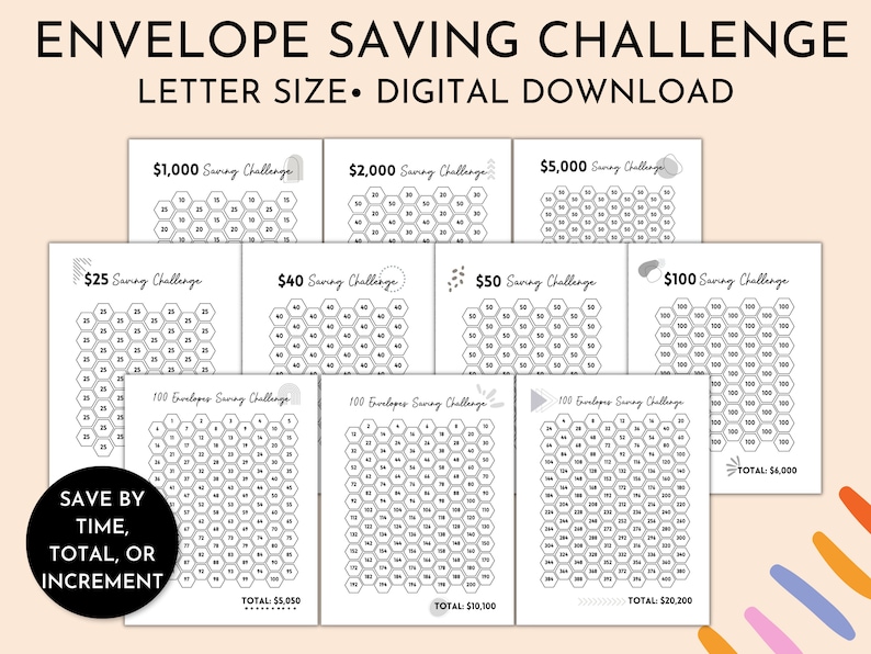Savings Challenge Printable Savings Challenge Bundle 100 - Etsy