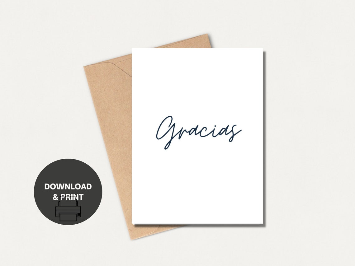 Gracias Thank You Card Printable 5x7 Instant Download - Etsy