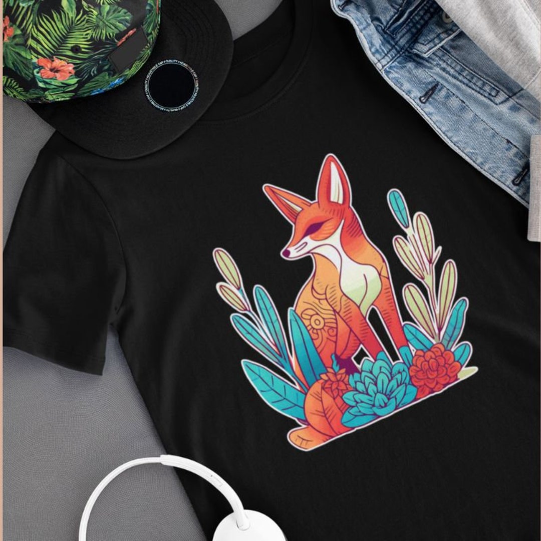 Colorful Desert Fox Art | Minimal Fox Tshirt, Abstract Animals | Animal ...