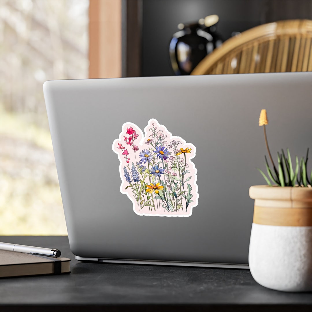 Watercolor Wildflower Vinyl Decals, Wildflower Stickers, Watercolor ...