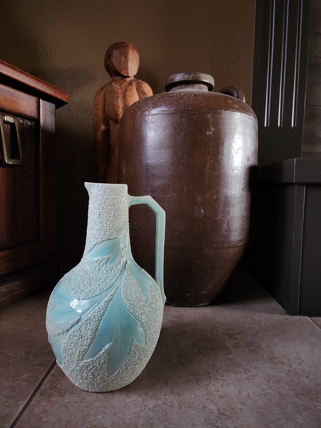 Rare Antique Samuel Lear Christopher Dresser Blue Mossed Majolica ...