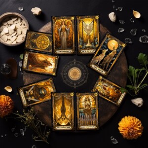 Complete Tarot Carding Stained Glass Golden Edition Set Inspired Rider ...