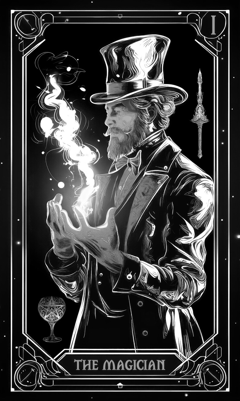 Complete Tarot Card Set Inspired Rider Waite Smith Tarot Card Deck B&W ...