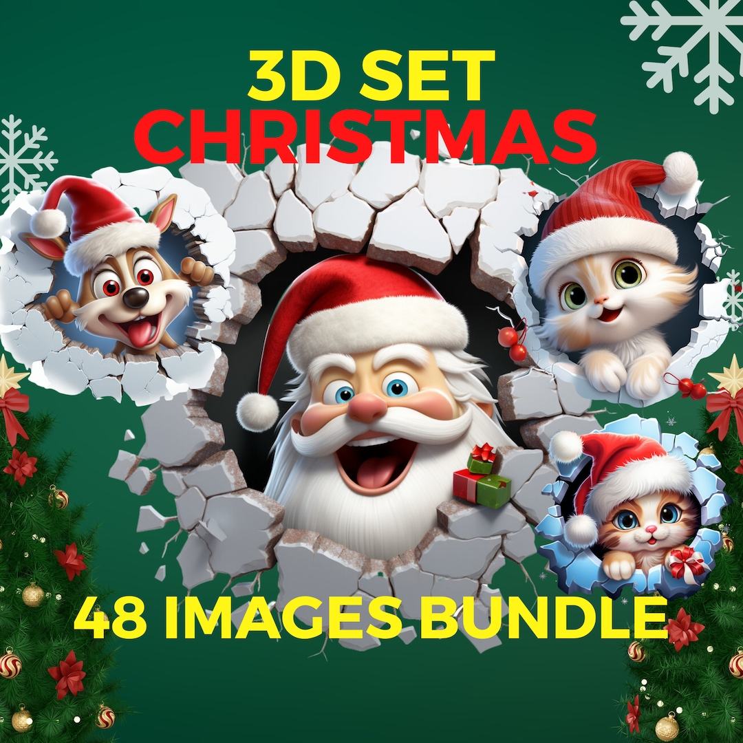 Christmas Clipart 3D Collection: 48 Bundle Detailed Art - Etsy