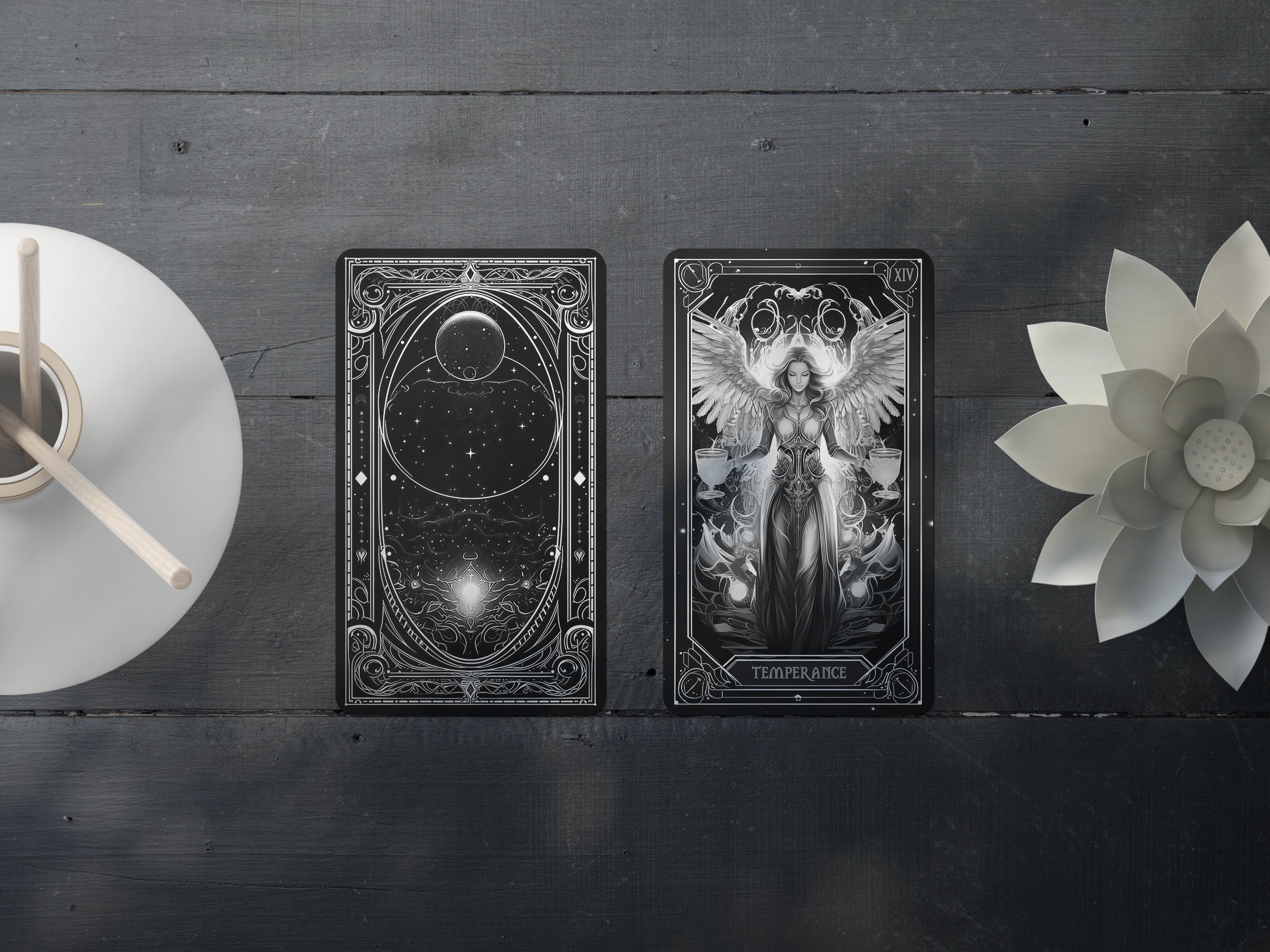 Complete Tarot Card Set Inspired Rider Waite Smith Tarot Card Deck B&W ...