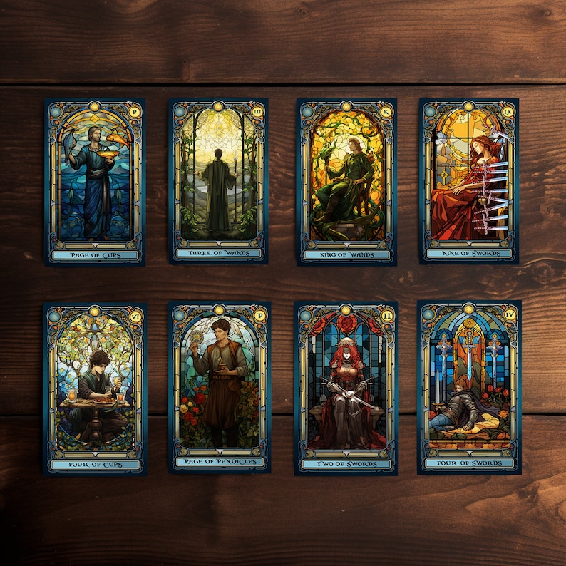 Complete Tarot Carding Stained Glass Set Inspired Rider Waite Smith ...