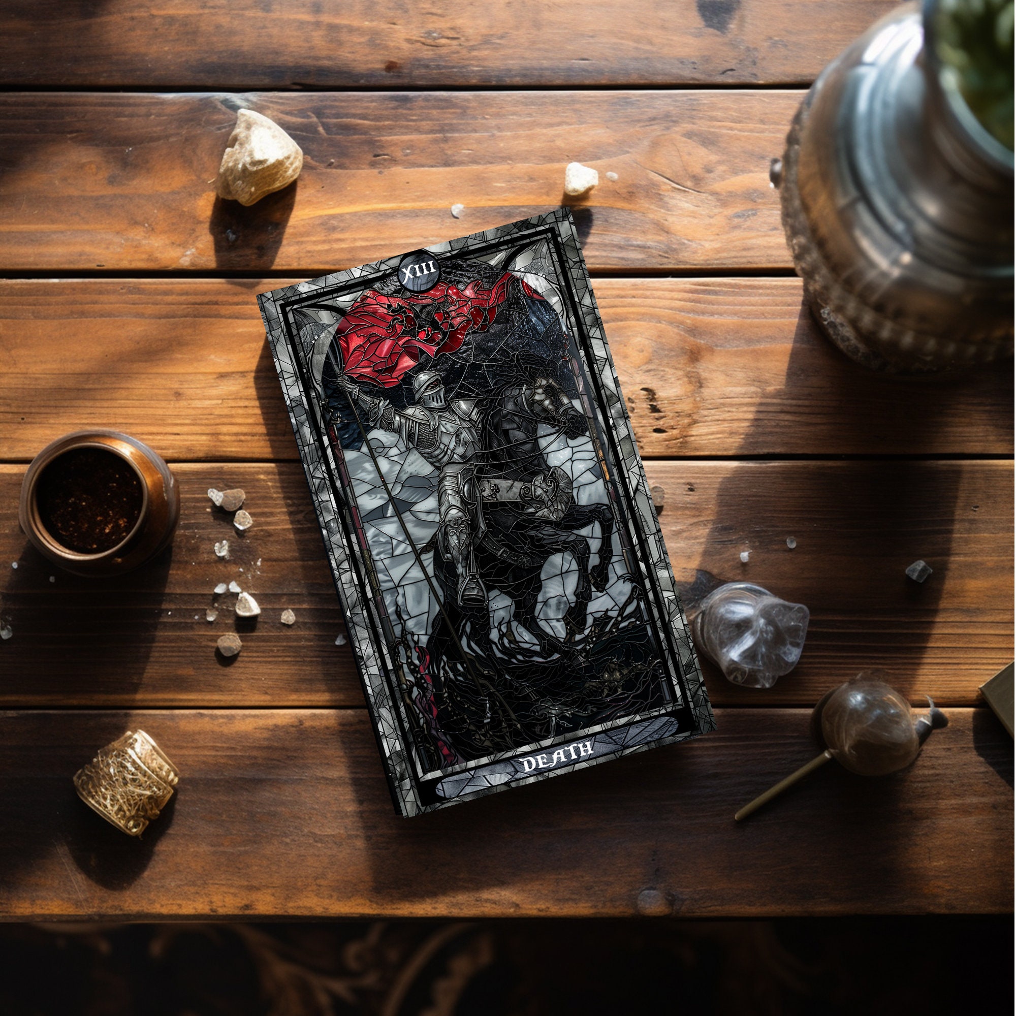 Complete Tarot Carding Stained Glass Dark Silver Set Inspired Rider ...